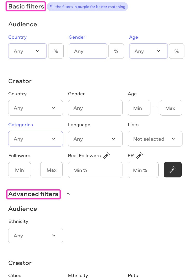 Reworked and Suggested Filters on the Brief | Knowledge base